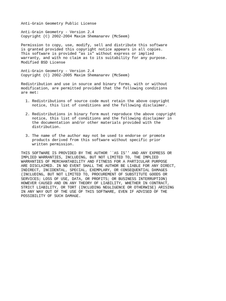 Anti-Grain Geometry License | PDF