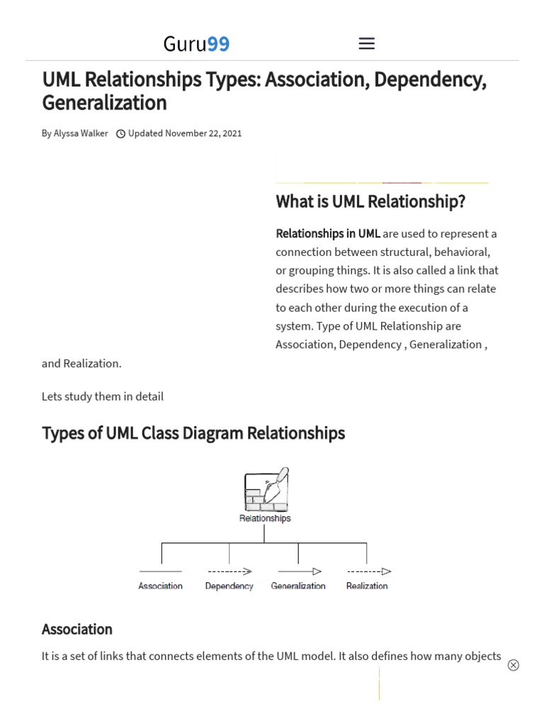 UML Relationships Types - Association, Dependency, Generalization | PDF | Computer File ...