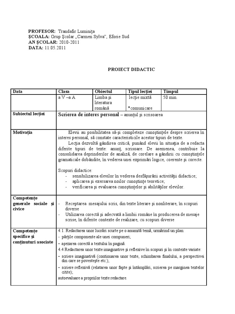 Plan de Lectie Final | PDF