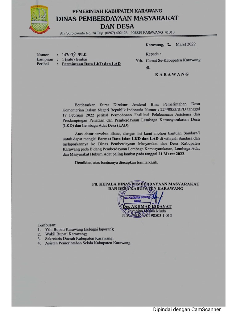 Surat Permintaan Data LKD | PDF