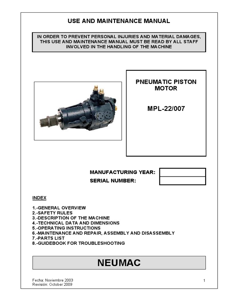 Neumac: Use and Maintenance Manual | PDF | Piston | Engines