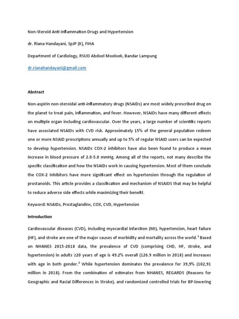 NSAIDs Impact on Hypertension Risk | PDF | Nonsteroidal Anti ...