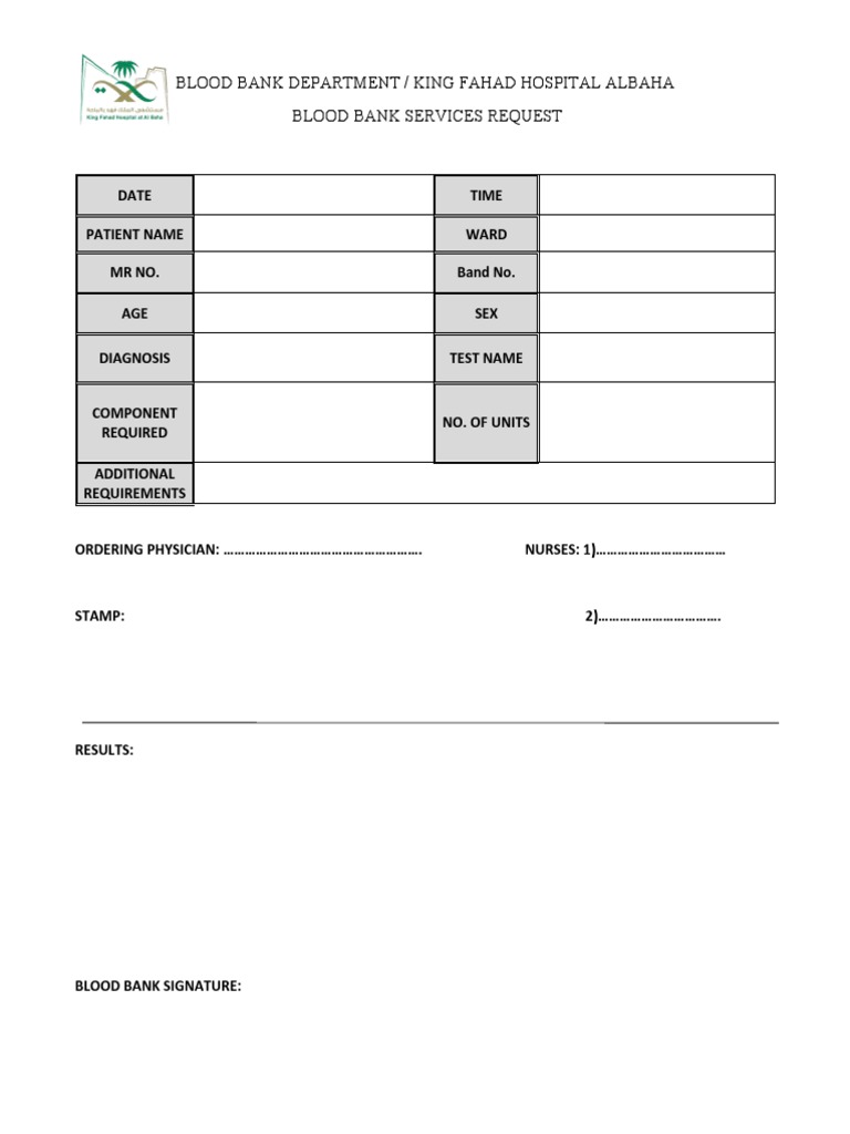 MANUAL REQUEST Blood Bank | PDF