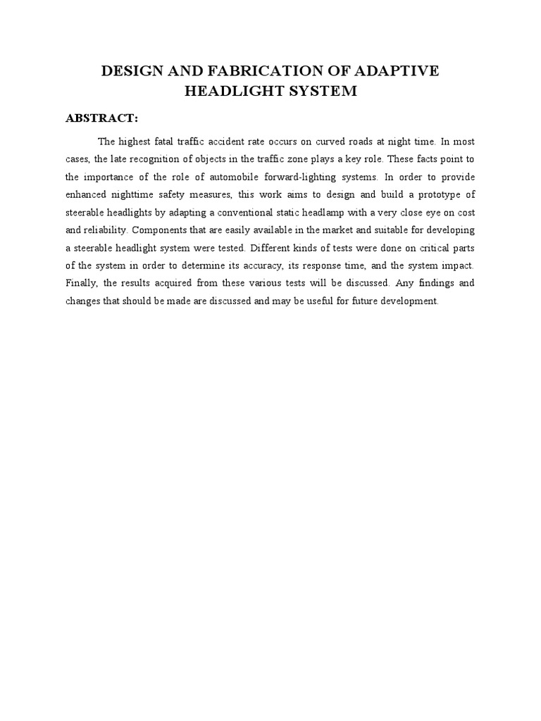Adaptive Headlight System | PDF
