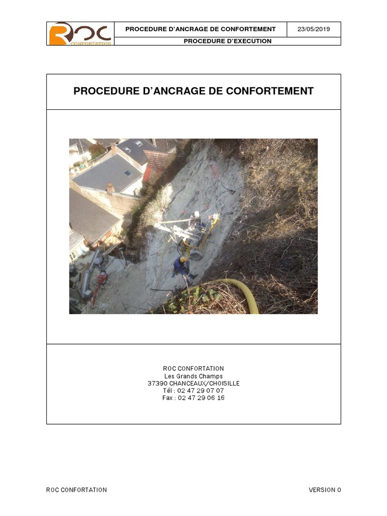 Ancrage de Confortement: Procédure Optimisée | PDF | Forage | Ciment