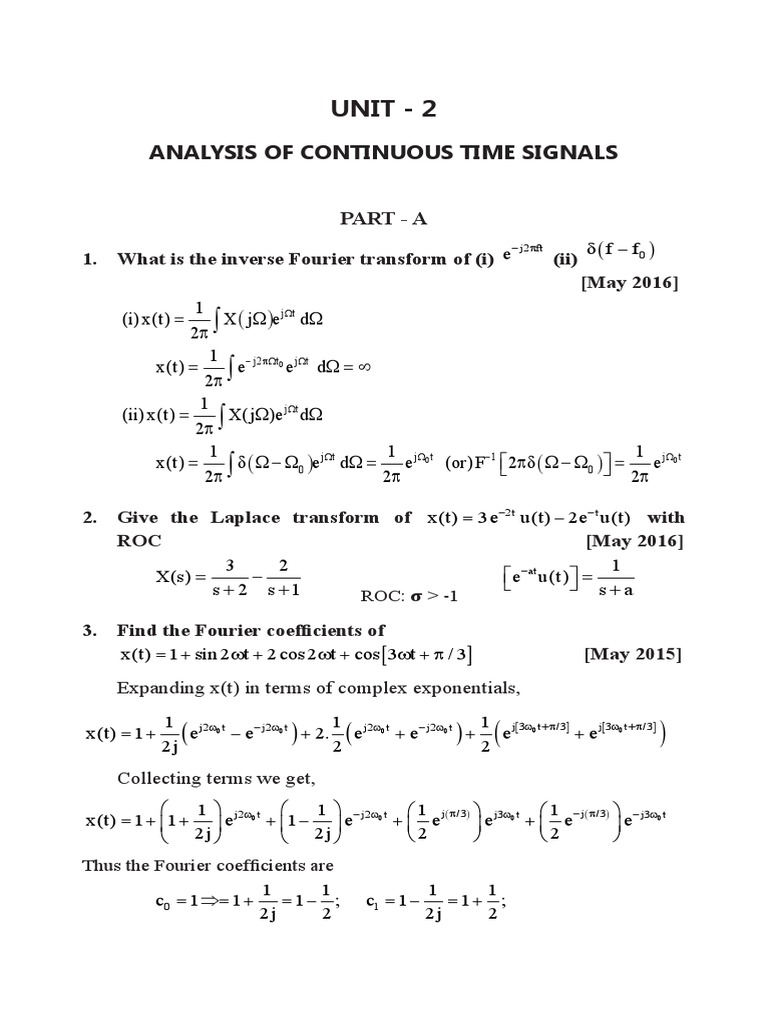 Unit 2 - Signal System | PDF | Fourier Series | Fourier Transform