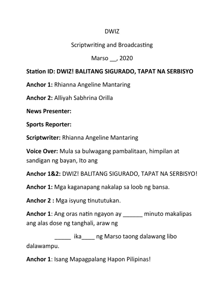 Filipino Radio Broadcasting Script | PDF