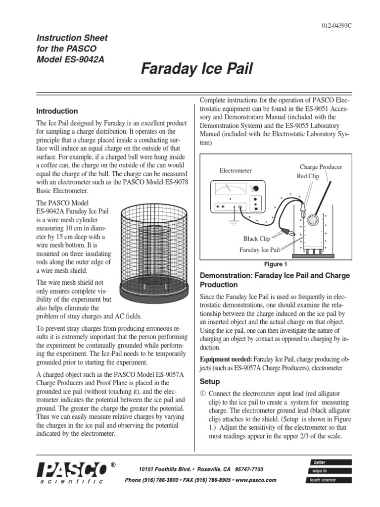 Faraday Ice Pail Manual ES 9042A | PDF | Electrostatics | Electricity