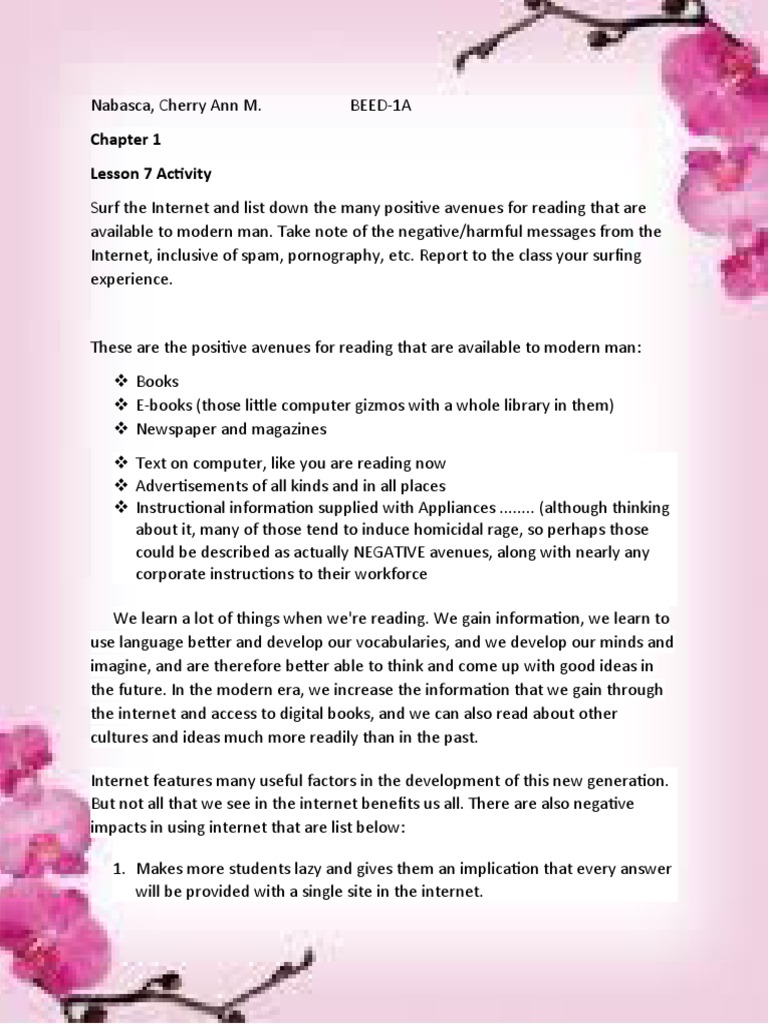 Chapter1.Lesson7 Activity | PDF