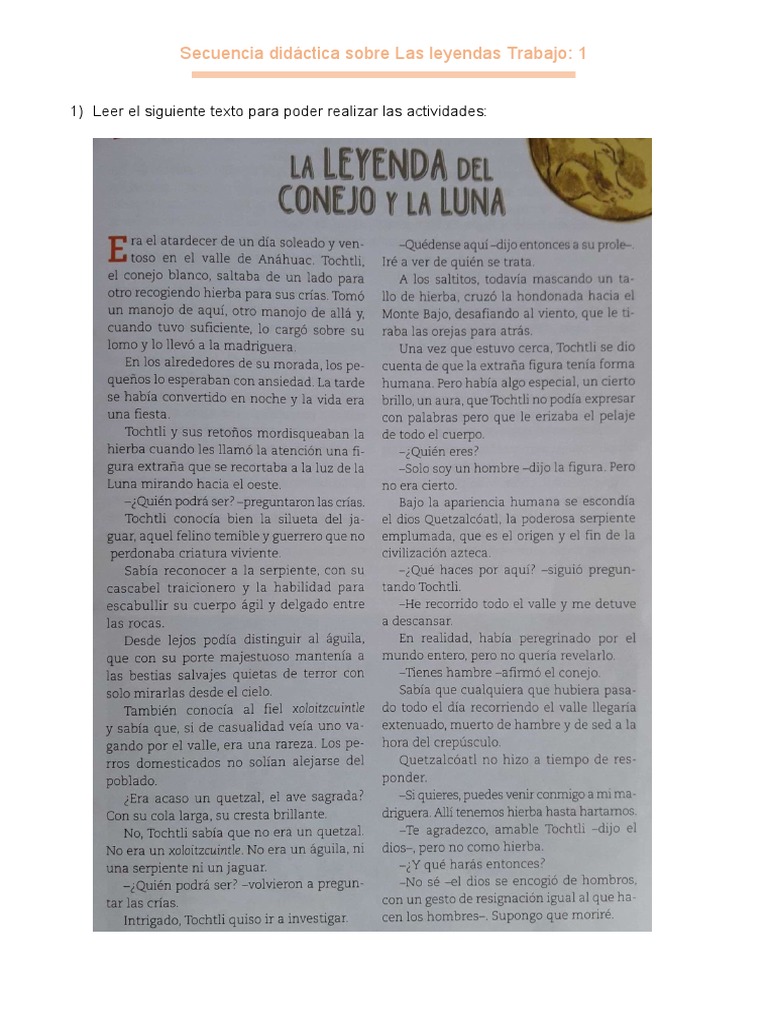 Secuencia Didáctica Sobre Las Leyendas | PDF | Leyendas