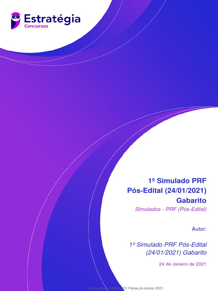 .1 Simulado PRF Pos Edital 24 01 2021 Gabarito v1 | PDF | Velocidade | Sem fio