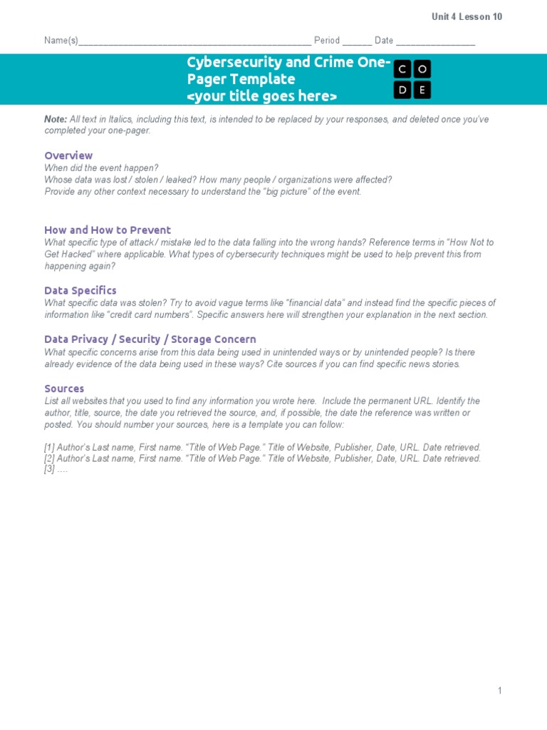 Julia Campos - U4l10 Template - Cybercrime One-Pager Template ...