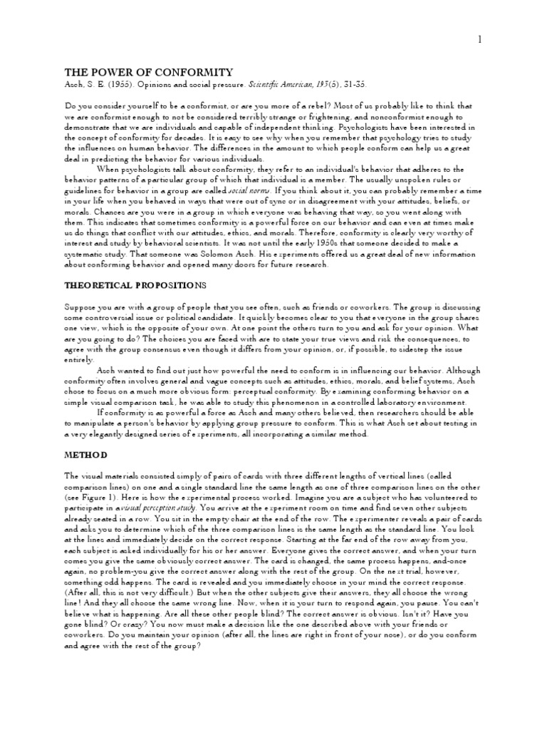 37 The Power of Conformity | PDF | Conformity | Psychology