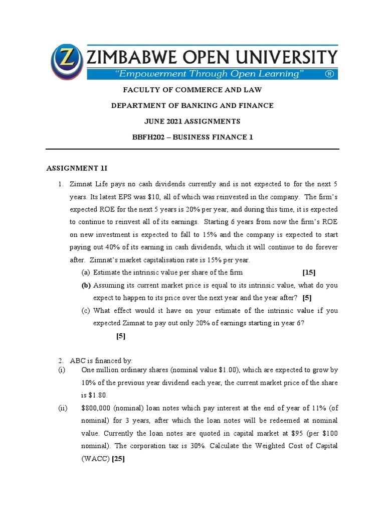 BBFH 202 - Business Finance 1 | PDF