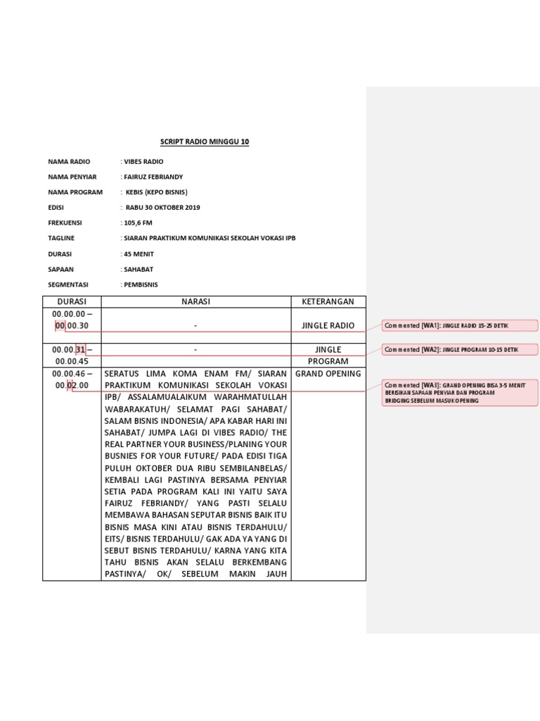 Contoh Naskah Radio | PDF