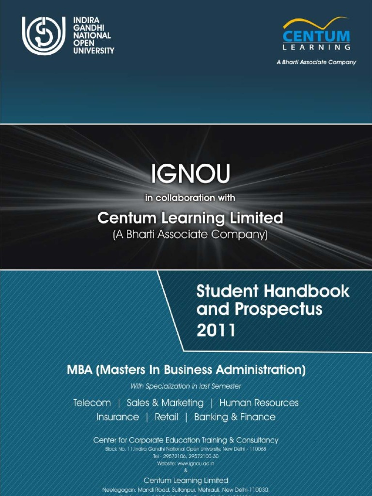 Ignou Prospectus | PDF | Master Of Business Administration | Test ...