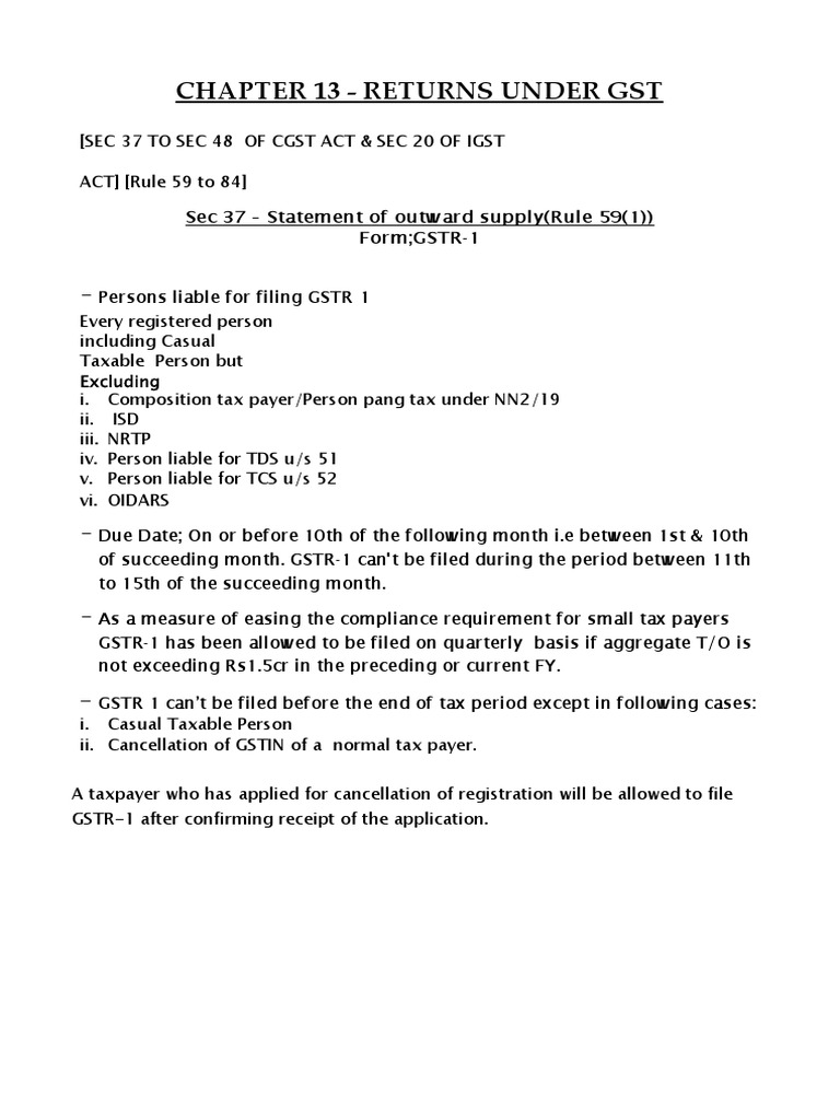 GST Returns Overview: GSTR-1 to GSTR-10 | PDF | Value Added Tax | Taxes