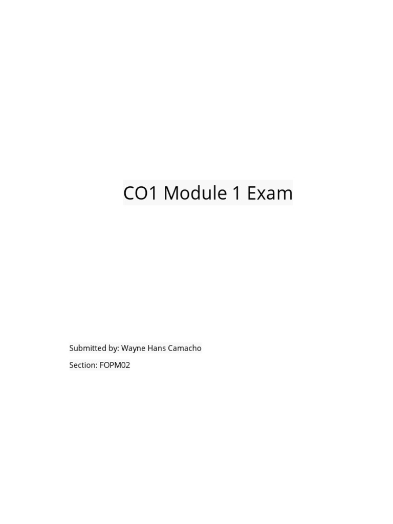 Co1 Module 1 Exam Download Free Pdf Philippines