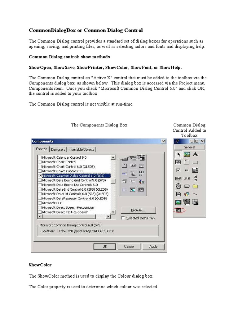 Commondialogbox Or Common Dialog Control Pdf Computer File Computing