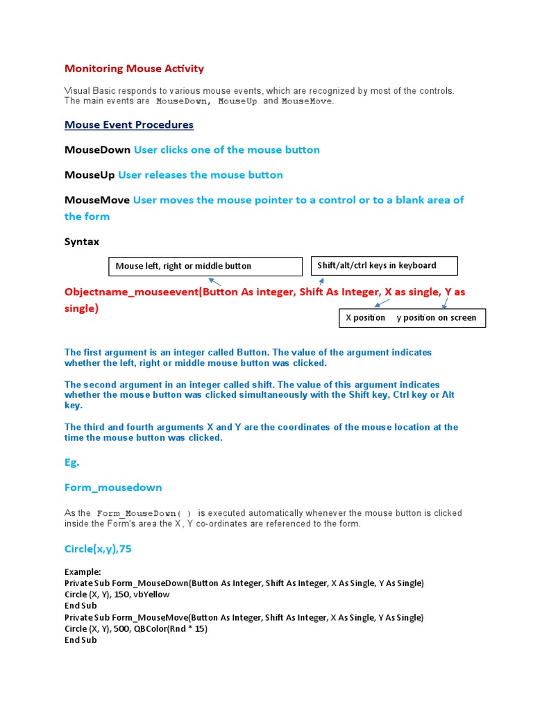 Monitoring Mouse Activity | PDF | Button (Computing) | Control Key