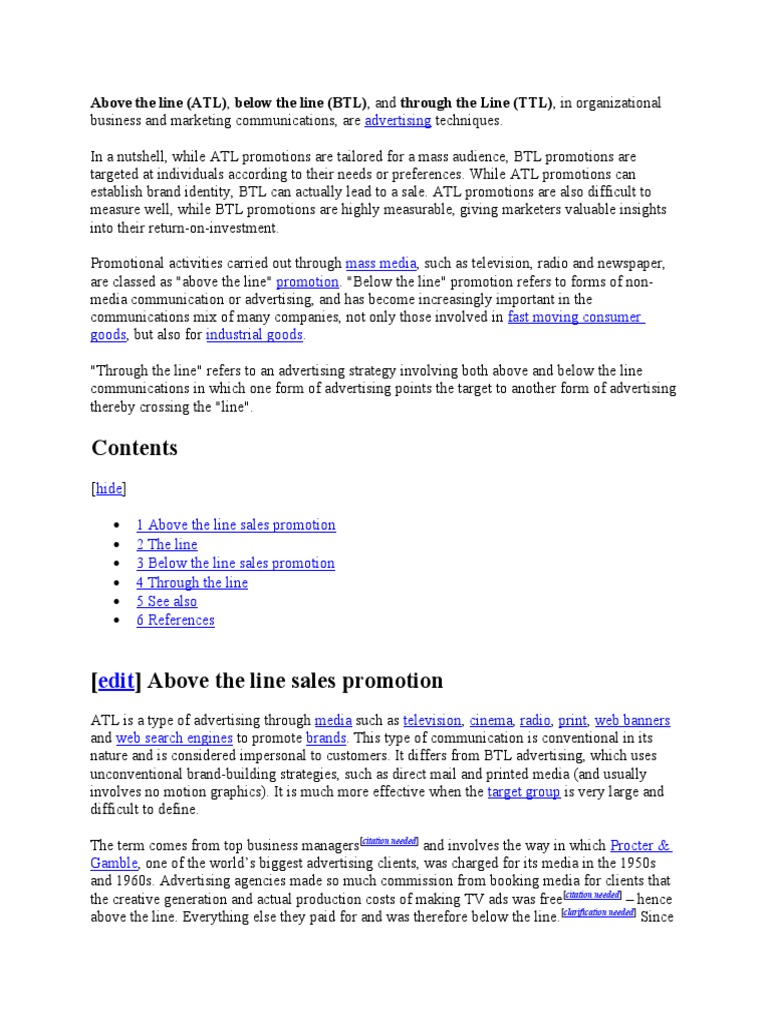 ATL, BTL and TTL Advertising Techniques | PDF | Advertising | Promotion ...