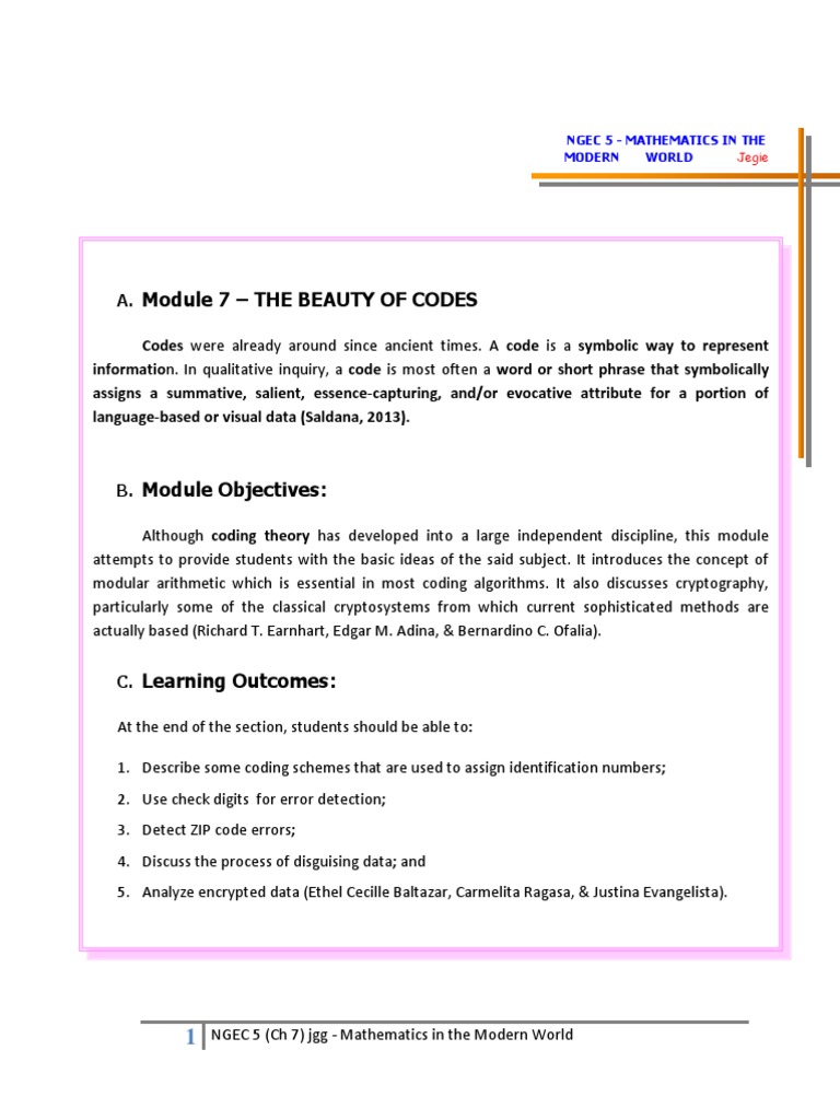 NGEC 5 CH 7 The Beauty of Codes | PDF | Cryptography | Encryption