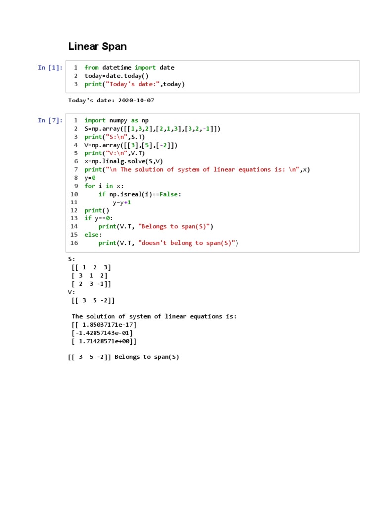 Linear Span: From Import | PDF | Mathematical Analysis | Mathematical ...