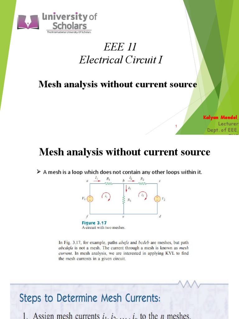 Mesh Analysis Without Current Source-L9 | PDF