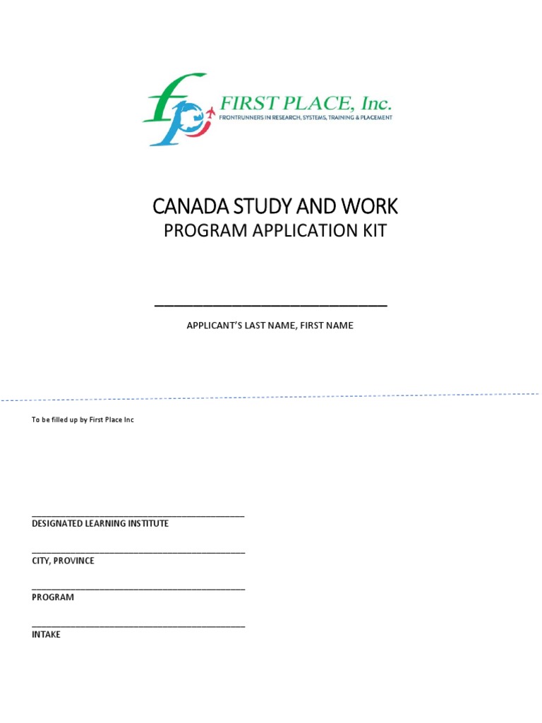 Canada Study and Work: Program Application Kit | PDF | Travel Visa | Fee