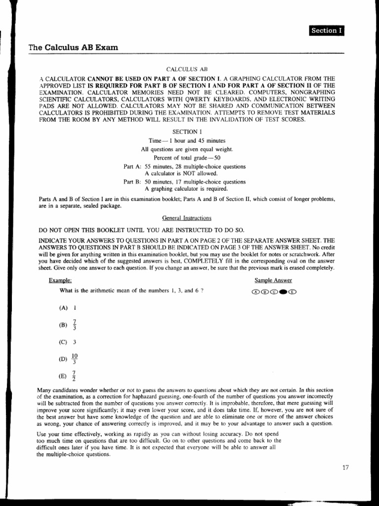 AP Calc AB Exam | PDF | Mathematics | Function (Mathematics)