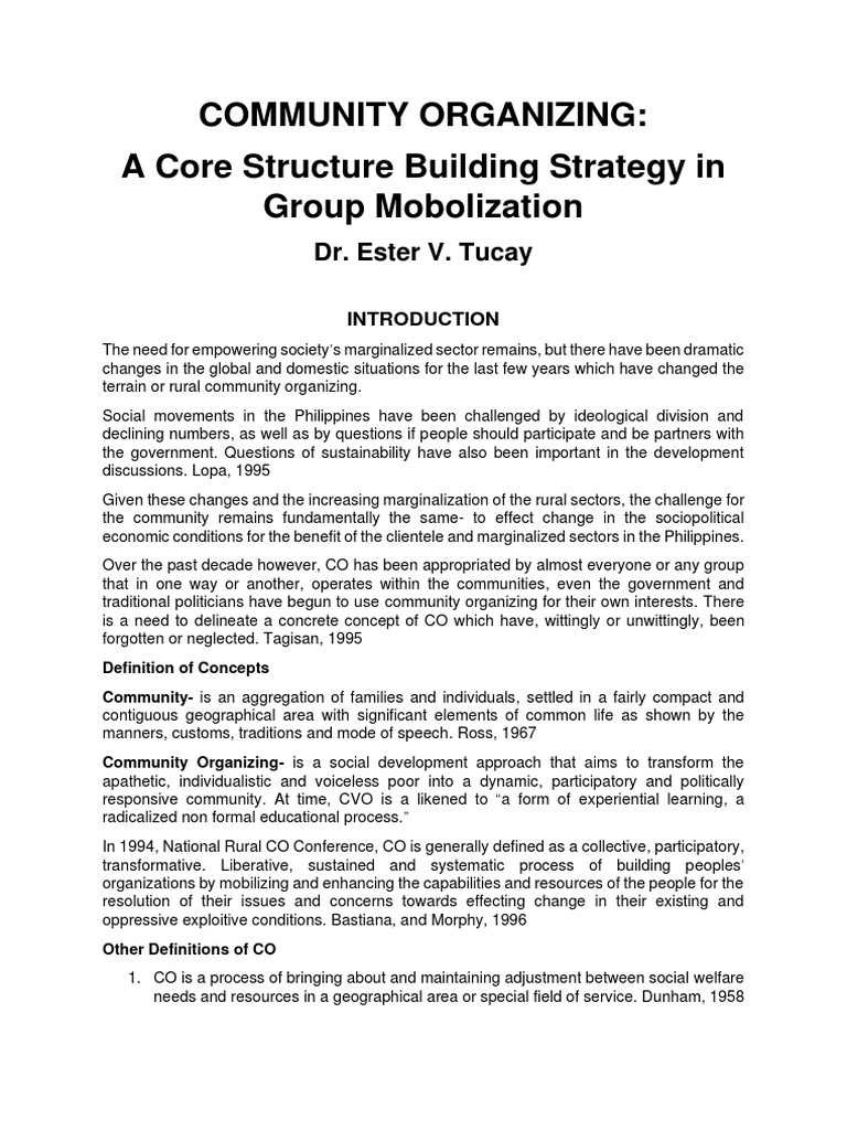 Defining Community Organizing: Goals, Approaches, and Concepts for ...