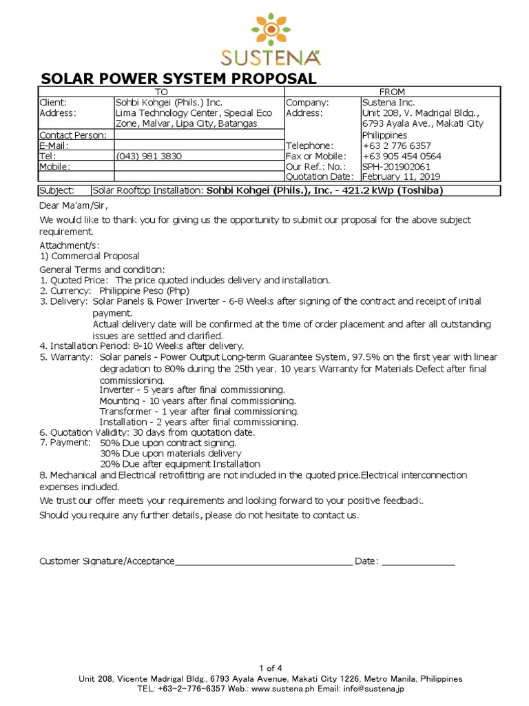 Sohbi Kohgei - Solar Power System Proposal (Toshiba325W) | Download ...