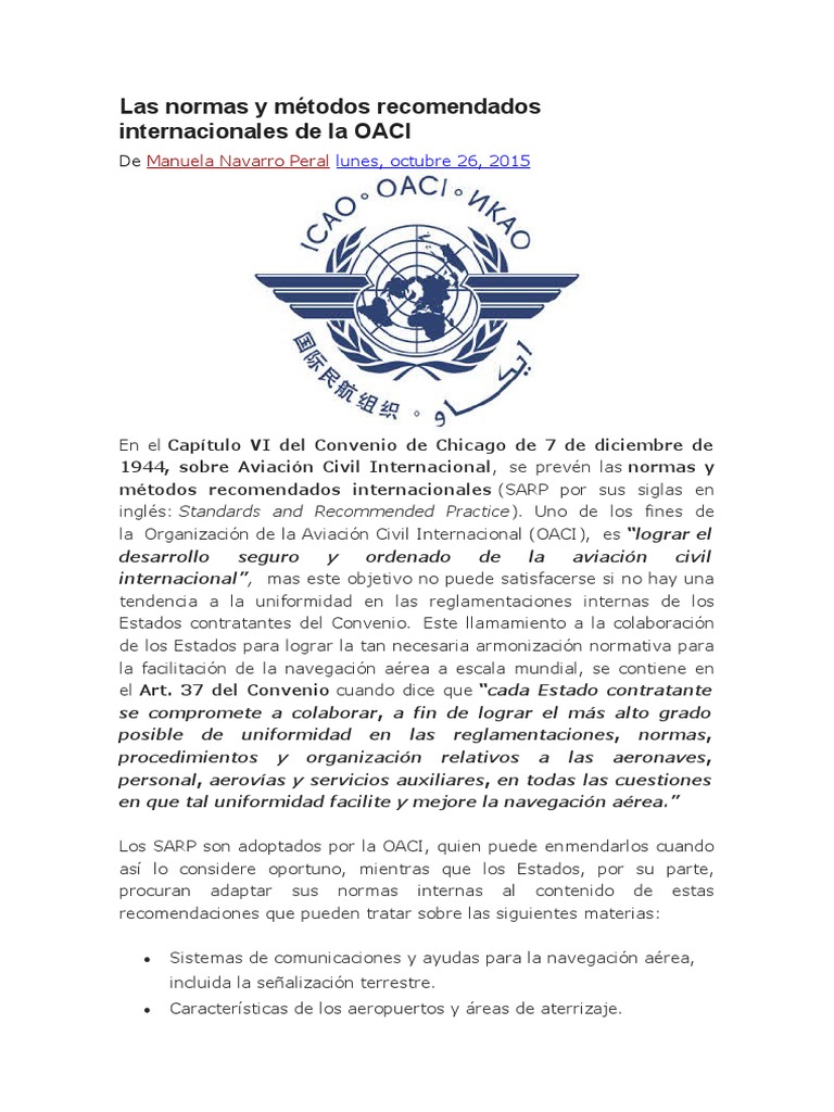 Normas y Metodos Recomendados Oaci | PDF | Aeronave | Control de tráfico aéreo