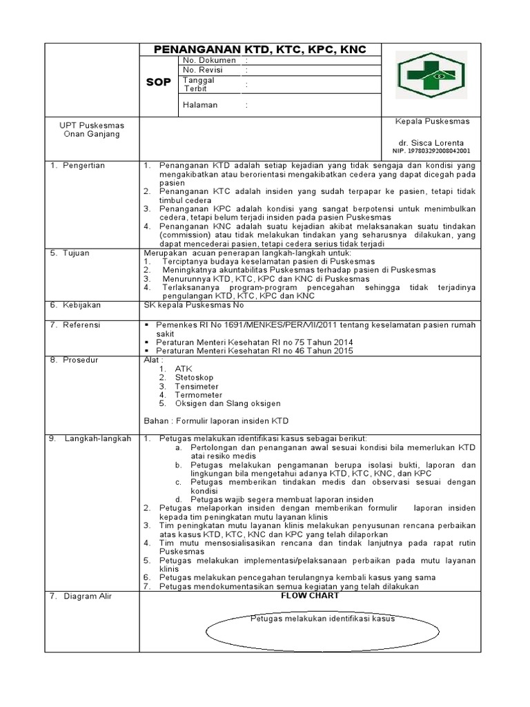 Sop PENANGANAN KTD, KTC, KPC, KNC | PDF