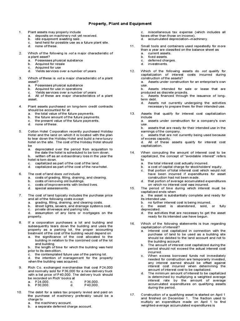 Ppe THQ | PDF | Depreciation | Book Value