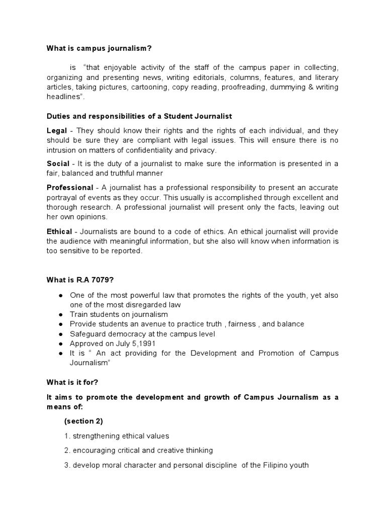 Journalism Reviewer | PDF | Journalism | Freedom Of The Press