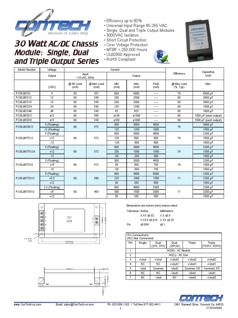 AC/DC Chassis Module: Single, Dual and Triple Output Series | PDF ...