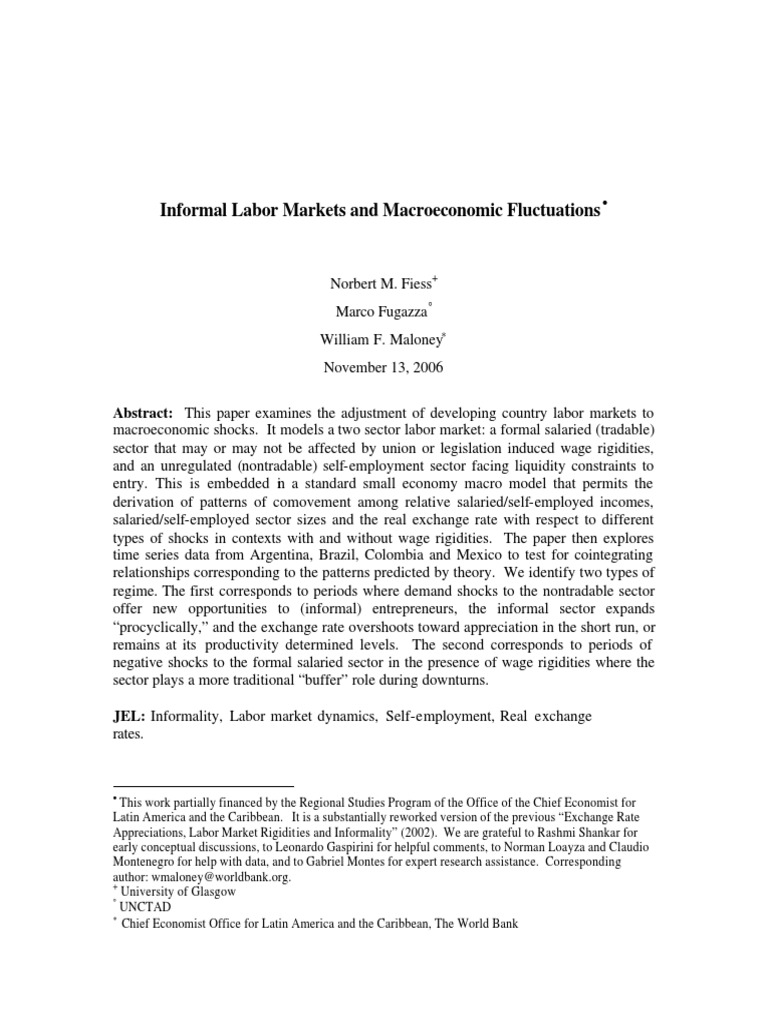 Informal Labor Markets and Macroeconomic | PDF | Labour Economics ...