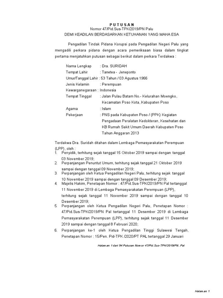 Putusan Suridah | PDF | Hukum