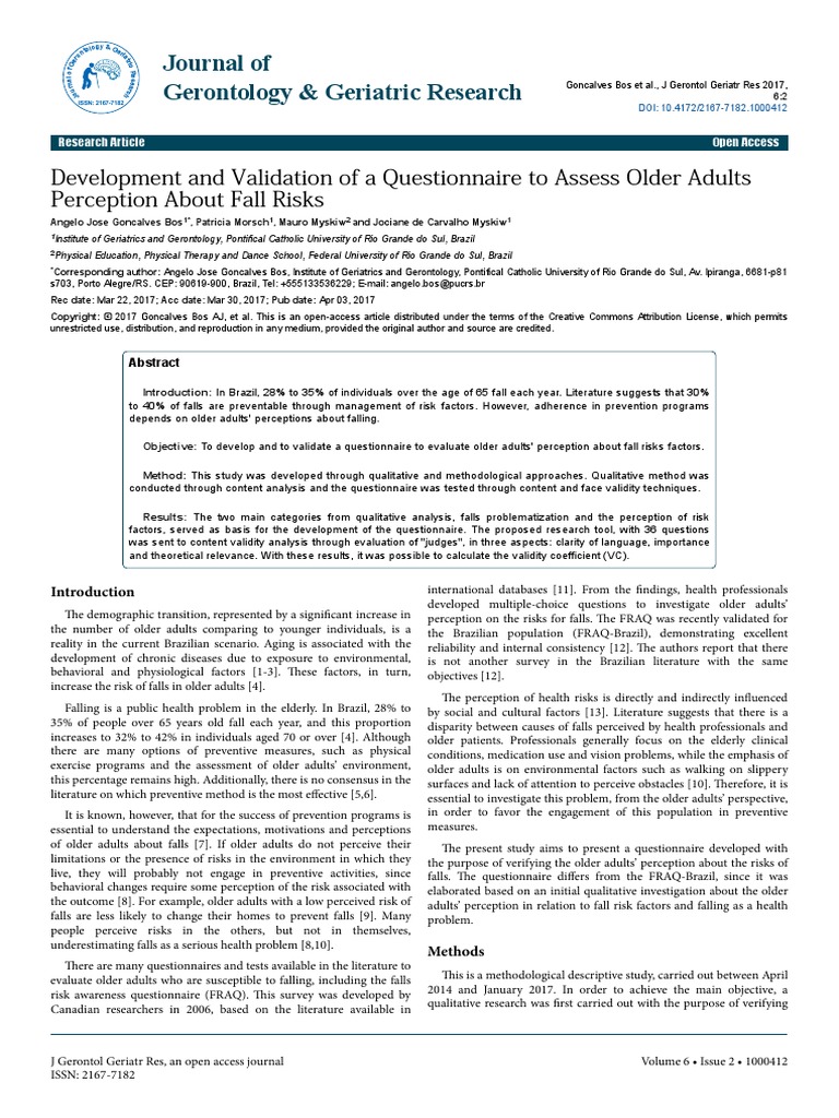 Journal of Gerontology & Geriatric Research | PDF | Survey Methodology ...