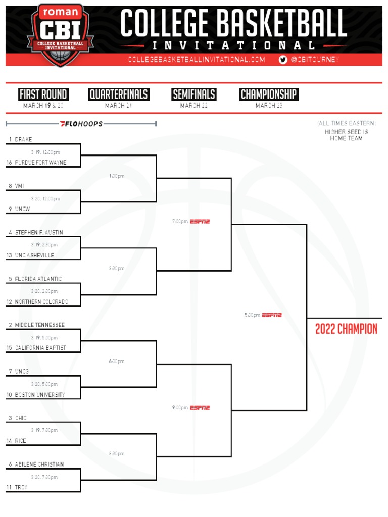 CBI 2022 Tournament Schedule and Bracket | PDF