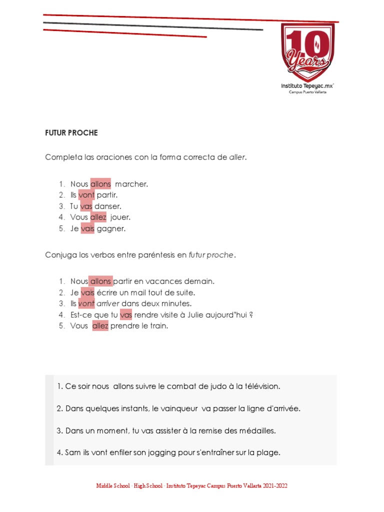 Exercices sur le futur proche | PDF | Arts du langage et discipline