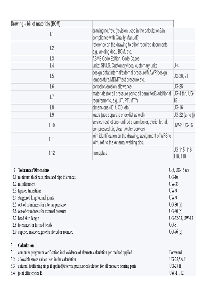 Asme Section Viii Checklist | PDF