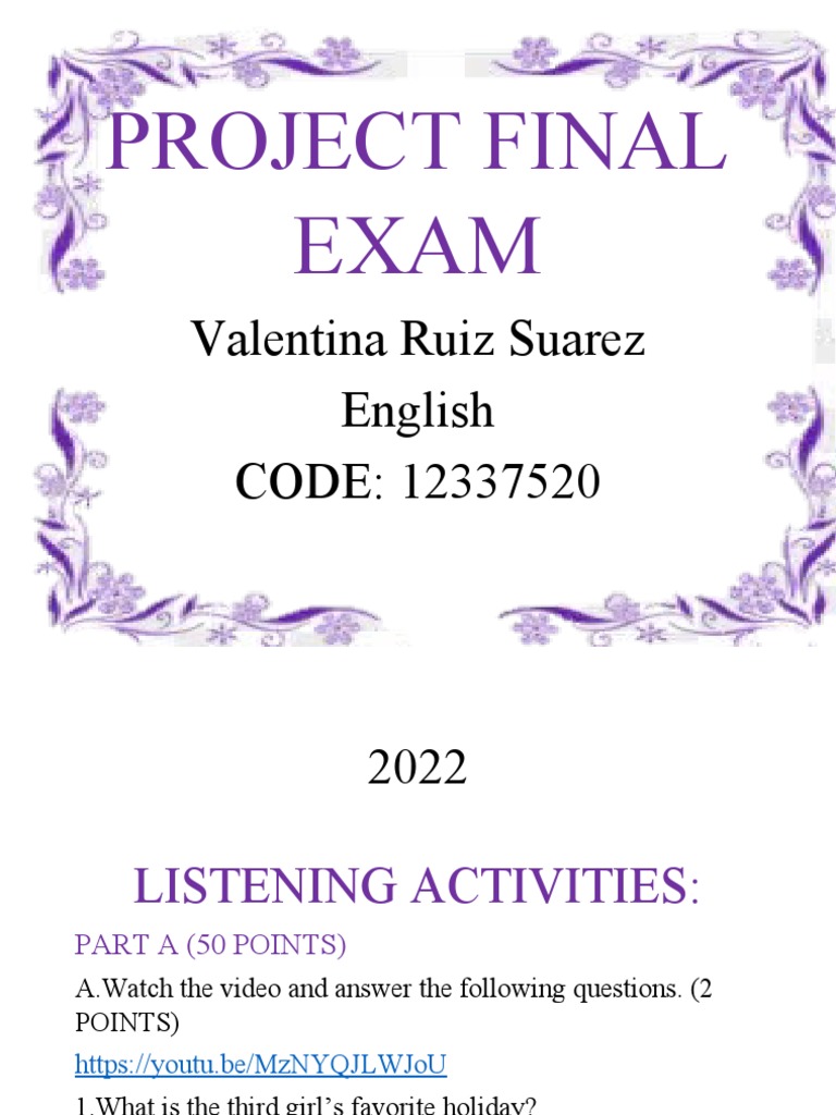 Project Final Exam Complete | PDF