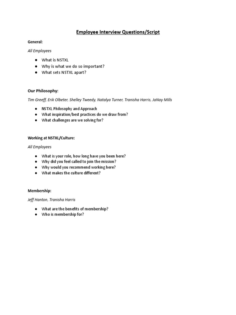 Employee Interview Questions | PDF | Business | Cognition