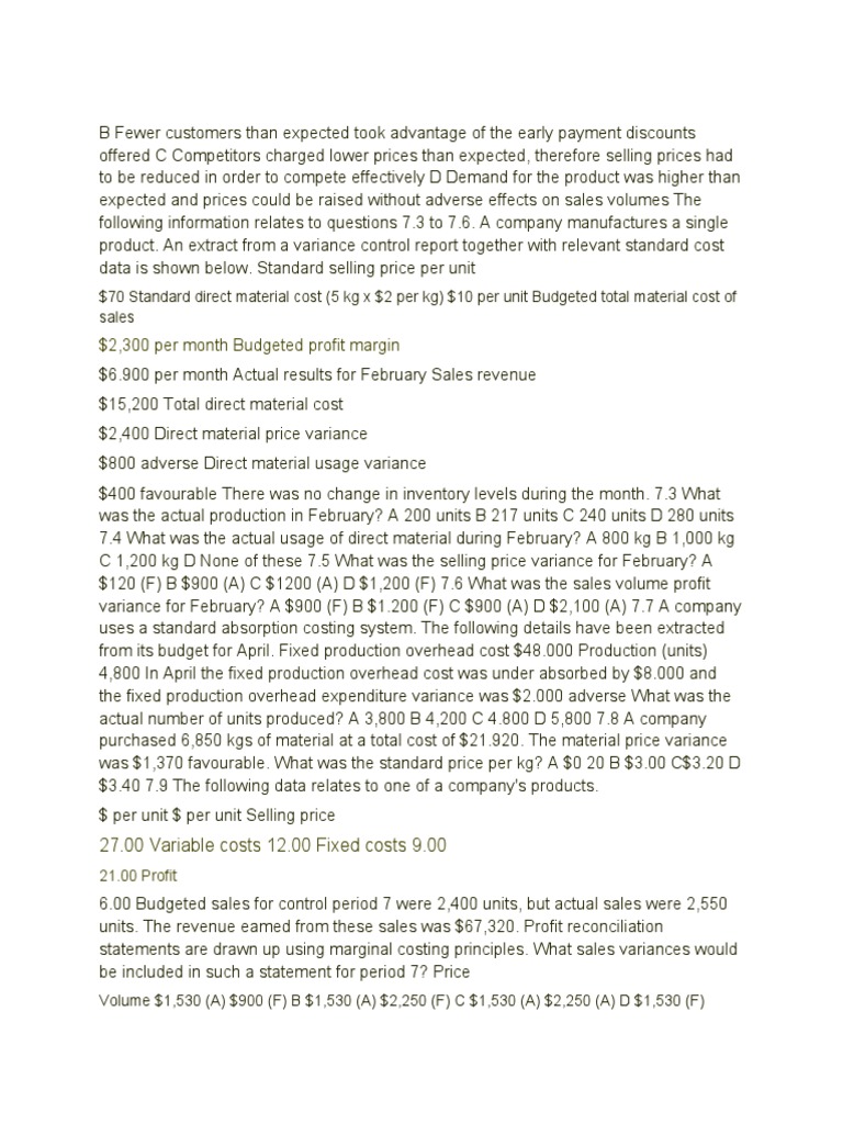 Chapter 7 - Management Accounting F2 | PDF | Cost Accounting | Inventory