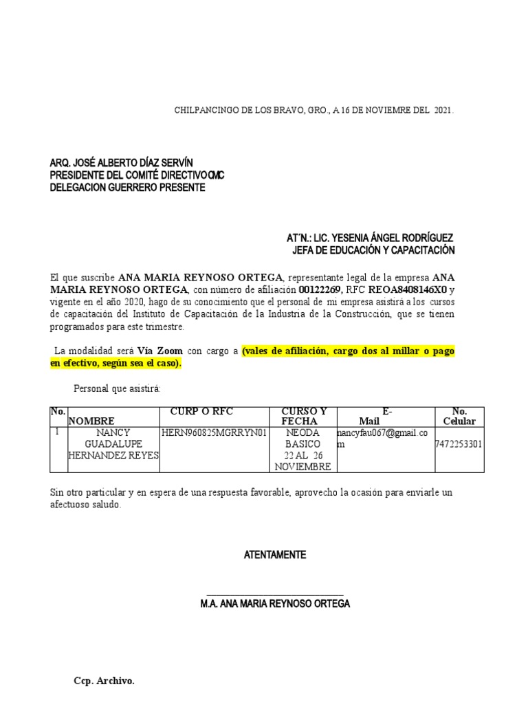 Ejemplo Oficio 2021 | PDF