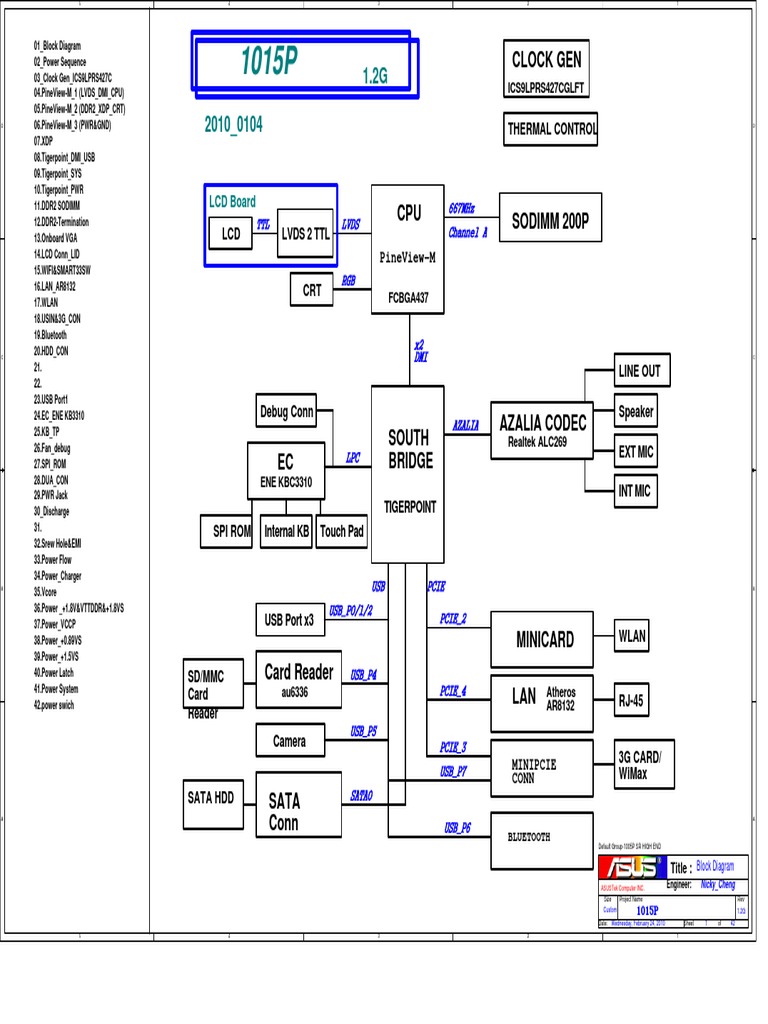 Asus Eee PC 1015PE Rev1.2G Schematic | PDF | Computer Networking ...