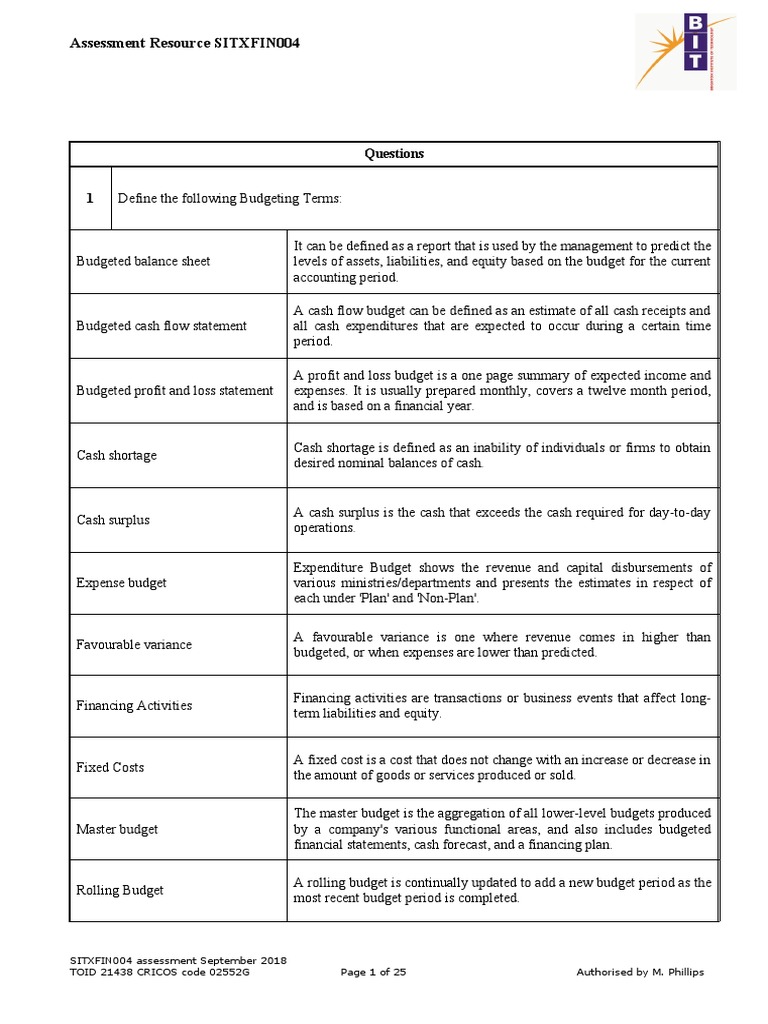 Budgeting Terms and Types Explained | PDF | Budget | Equity (Finance)