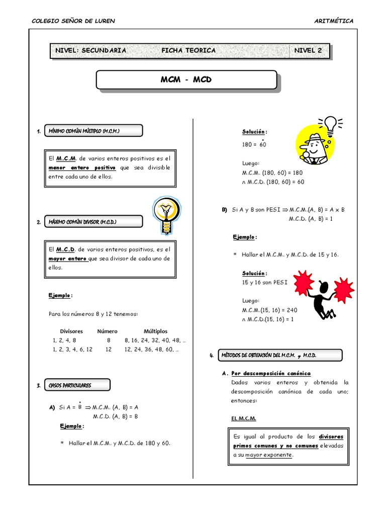 Teoria - MCM-MCD | PDF | Álgebra abstracta | Matemáticas discretas